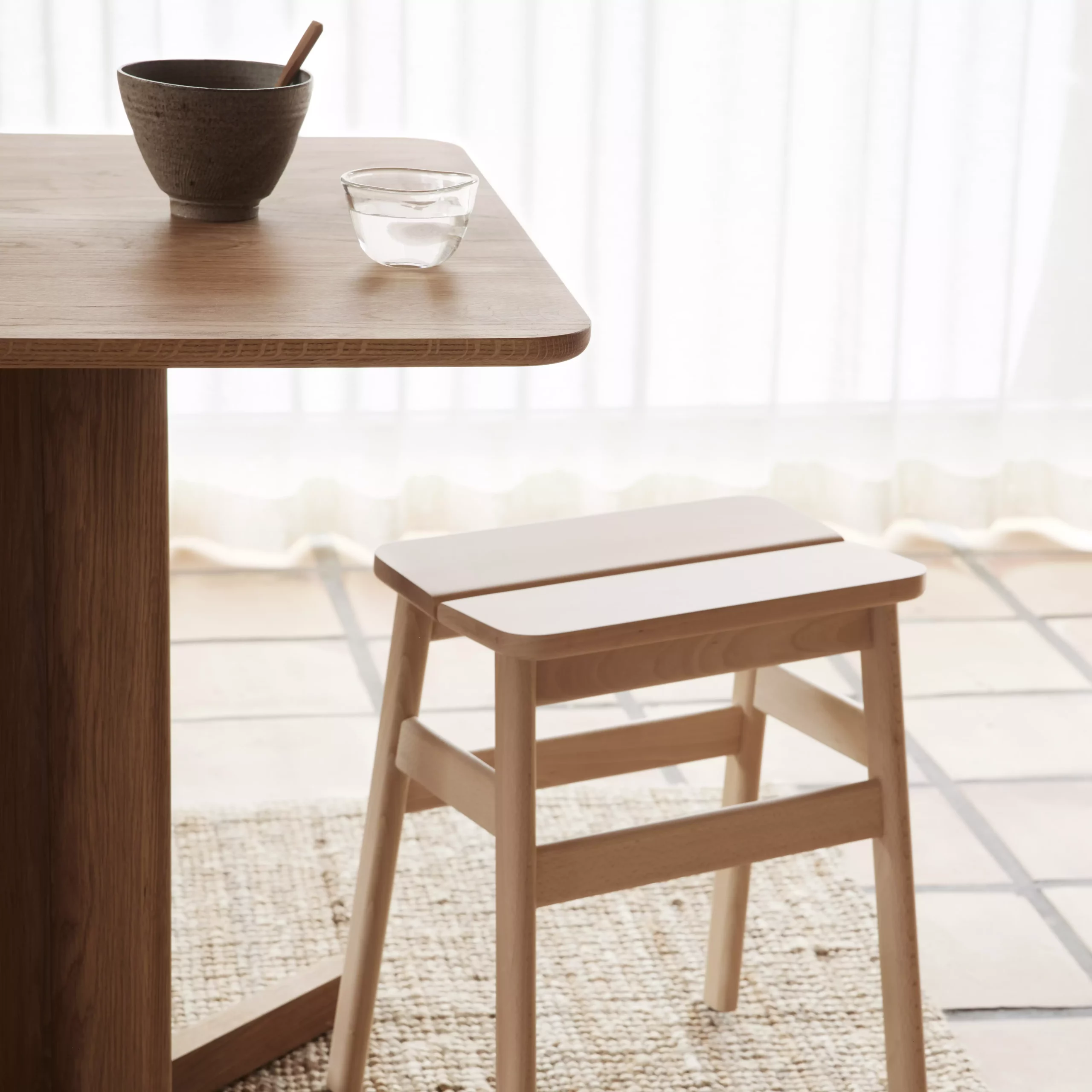 Beech Wood Stool - Danish Angle Design for Comfort
