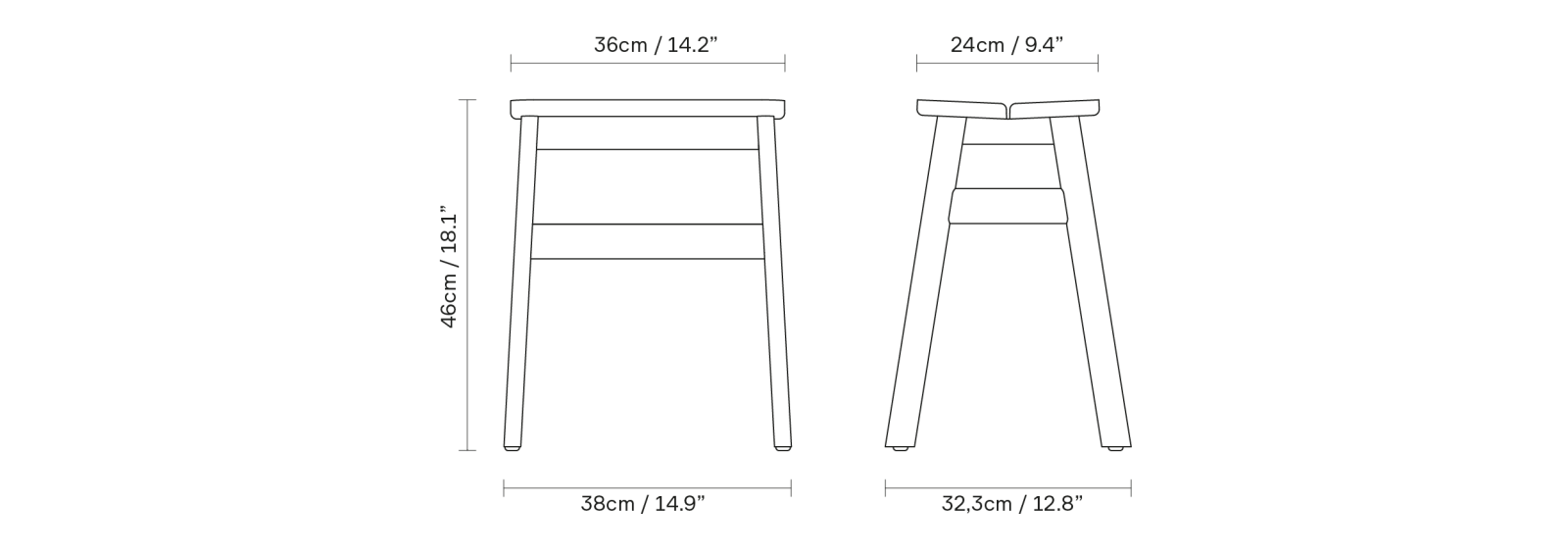 Angle stool - Finish upon request